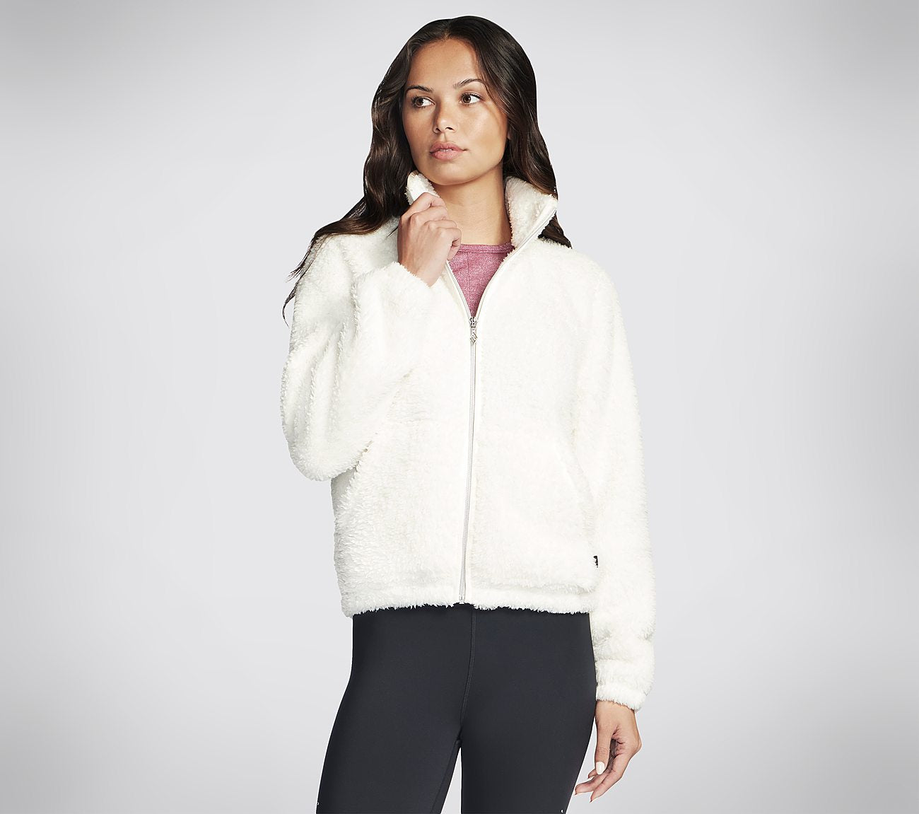 GO SNUGGLE Shine Sherpa Jacket | Råhvid fleecejakke - Køb nu – Skechers.dk